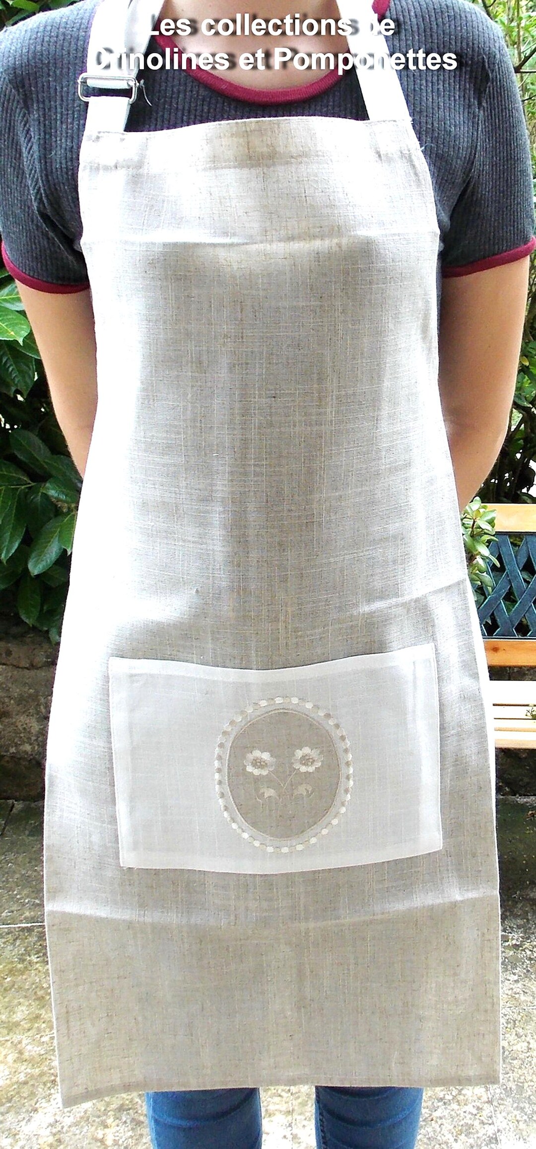 Polyester Bib Kitchen Apron With Contrasting Pocket and Beige ...