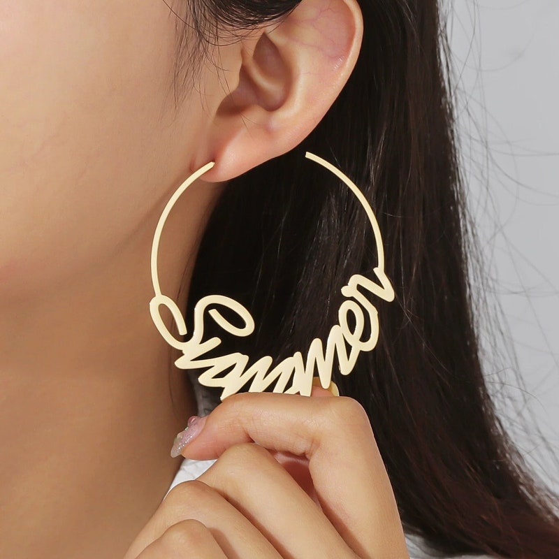 Name Hoop Earrings - Etsy