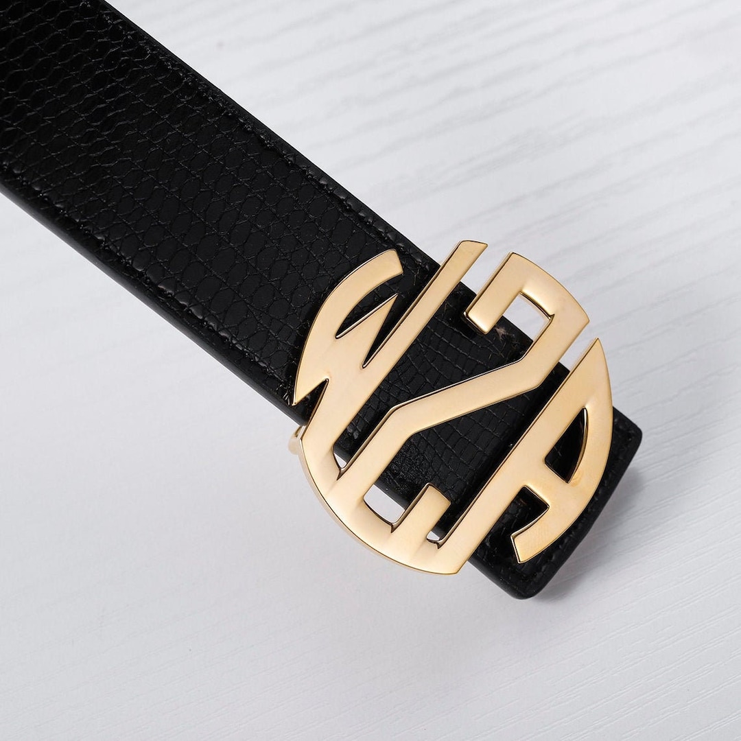 Personalized Monogram Belt Buckle: Stainless Steel, Leather, 3 Initials ...