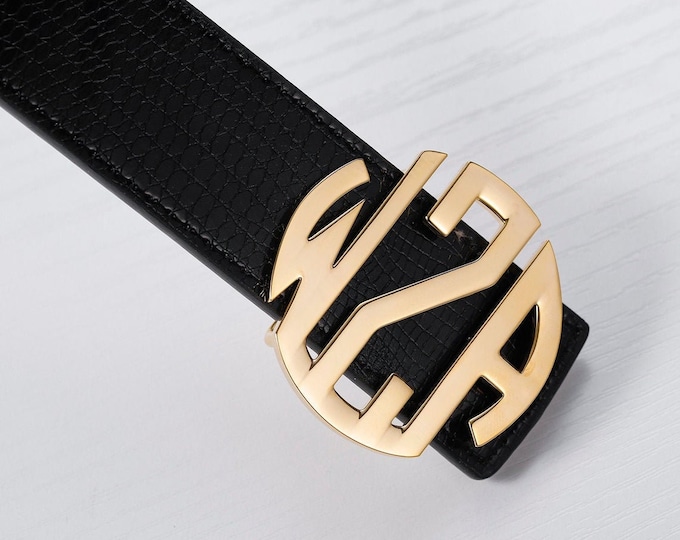 Personalized Custom Monogrammed Belt Buckle: Your Three Letter Initials ...