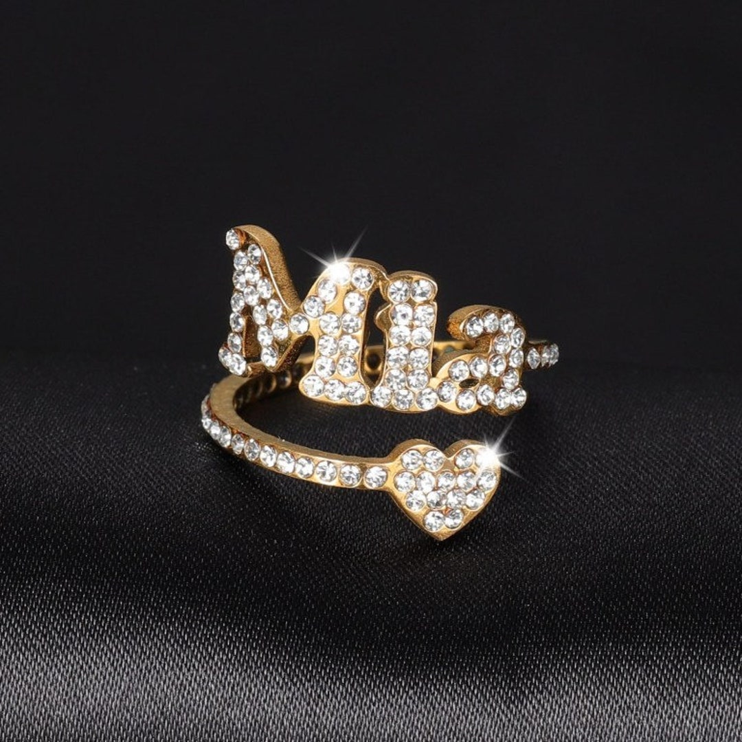 Iced Out Heart Ring by Beceff® • Sparkling Spiral Crystal Heart ...