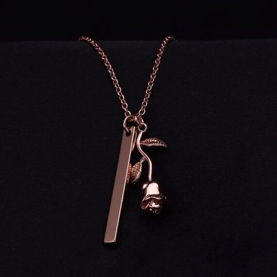 Personalized Engraved Rose Necklace by Beceff® Unique | Etsy