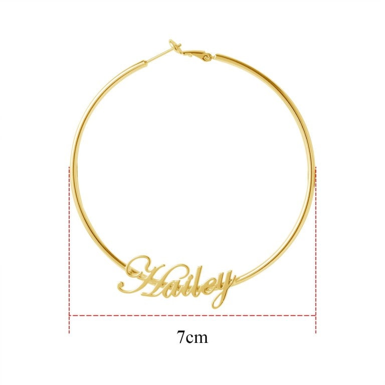 Big Hoop Cursive Earrings by Beceff® Decent Looking Bespoke - Etsy