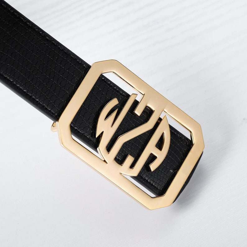 Custom Monogram Belt: Personalized Initial Leather Belt Buckle - Etsy