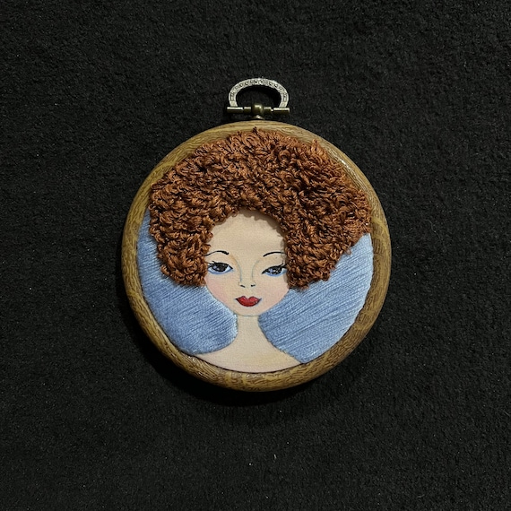 Curly Brown Hair Girl Hand Embroidery Design by Beceff® | Etsy