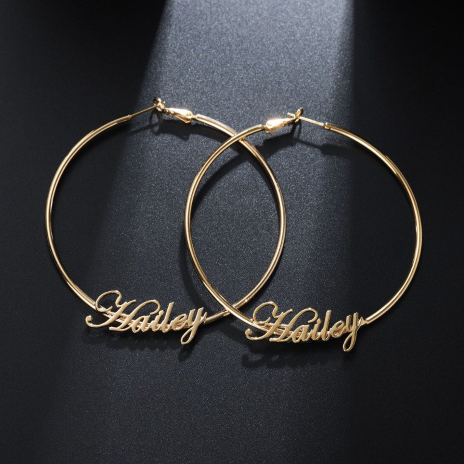 Big Hoop Cursive Earrings by Beceff® Decent Looking Bespoke - Etsy