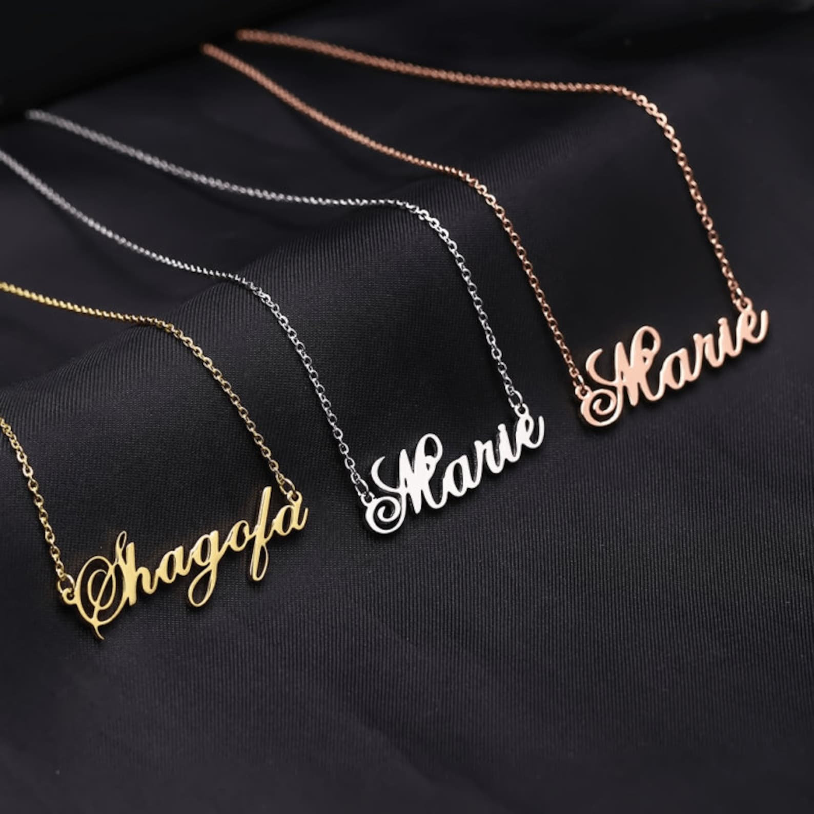 Customized Cursive Name Necklace By Beceff® Gold Silver Etsy