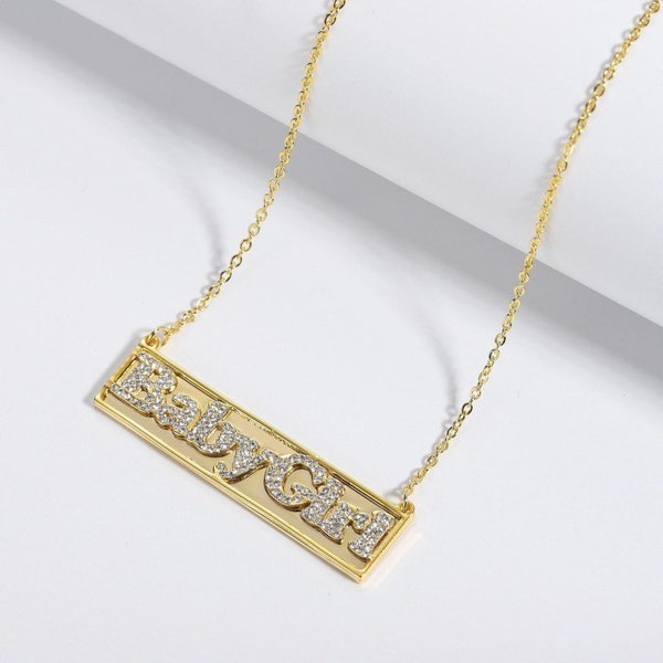 Iced Out Nameplate Necklace - Etsy