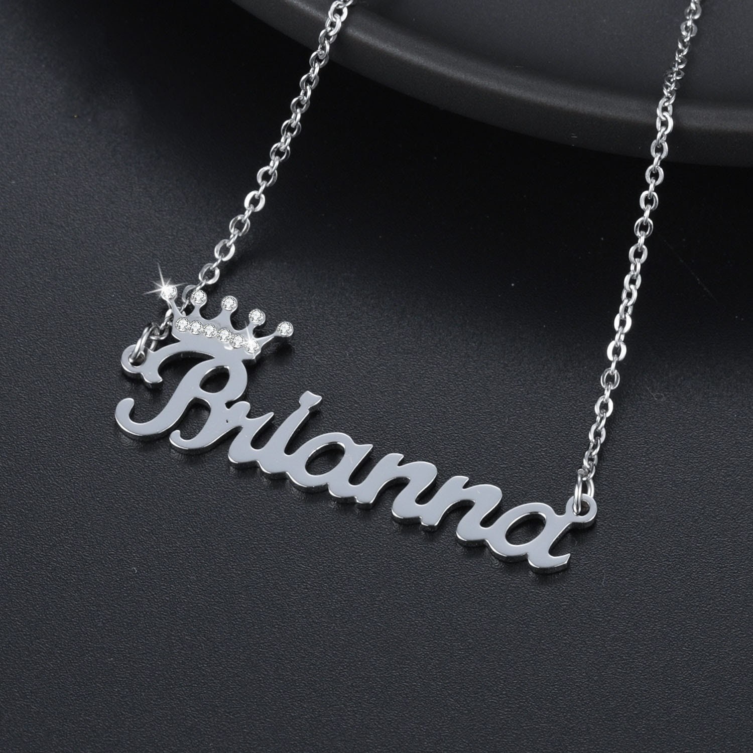 Crystal Crown Name Necklace by Beceff® • Personalized Custom First ...