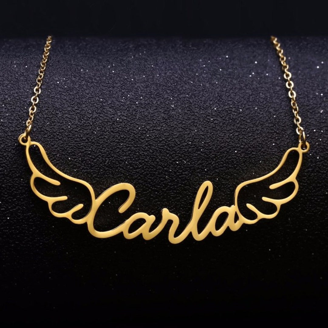 Personalized Angel Wings Name Necklace by Beceff® • Cursive Font ...