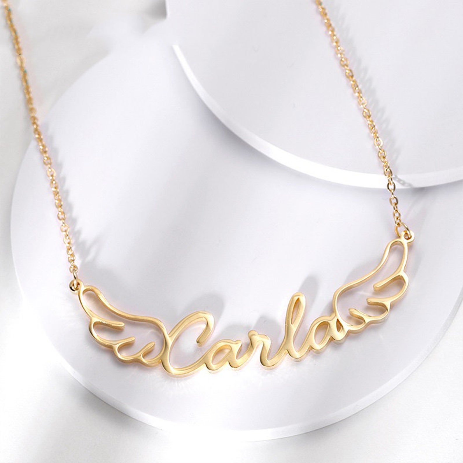 Personalized Angel Wings Name Necklace by Beceff® Cursive - Etsy