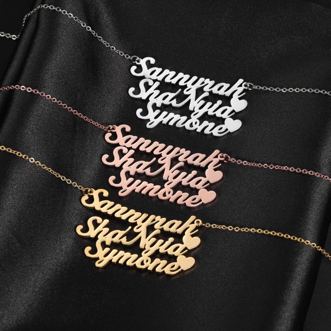 Personalized Triple Name Necklace By Beceff Stylish High Etsy Personalized Triple Name Necklace By Beceff Stylish High Etsy