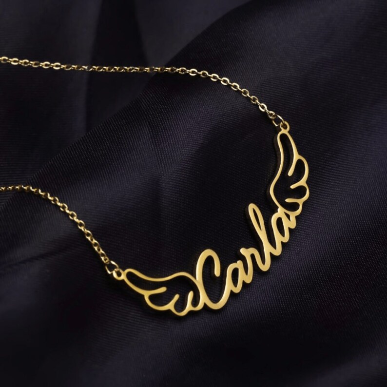 Personalized Angel Wings Name Necklace by Beceff® Cursive - Etsy