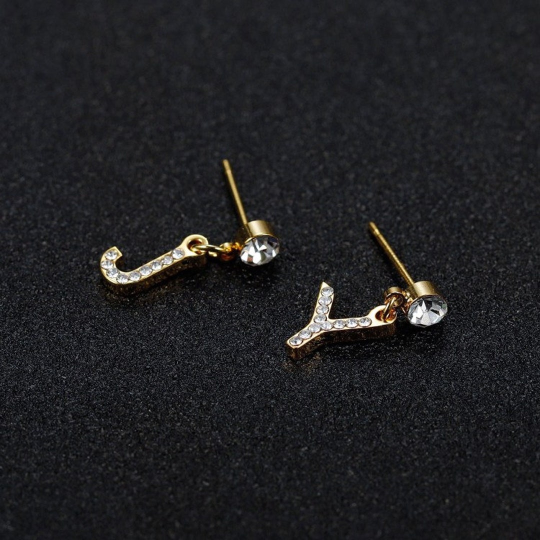 Iced Out Single Letter Earrings by Beceff® • Authentic Teardrop Bespoke ...