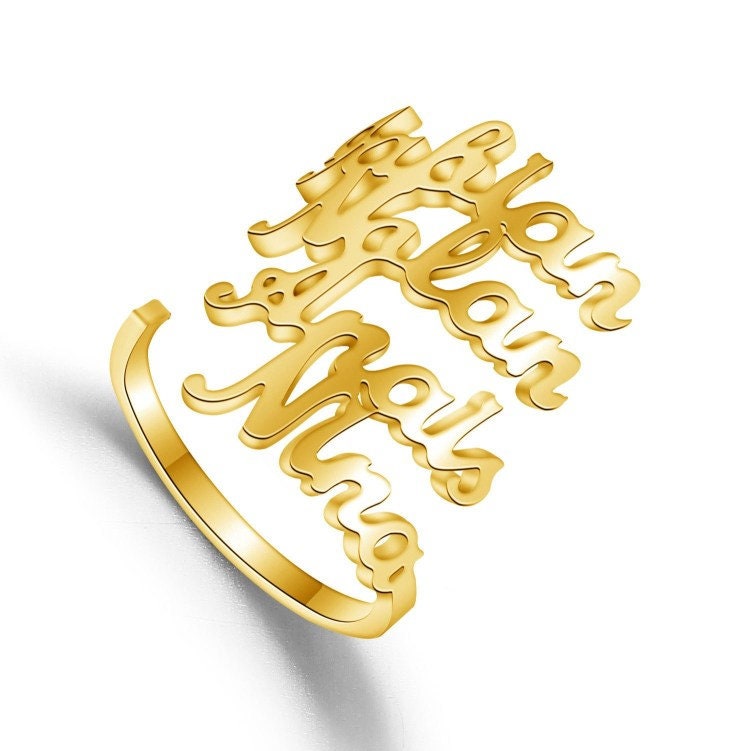 Adjustable Four Name Ring by Beceff® Free Size Triple 4 | Etsy