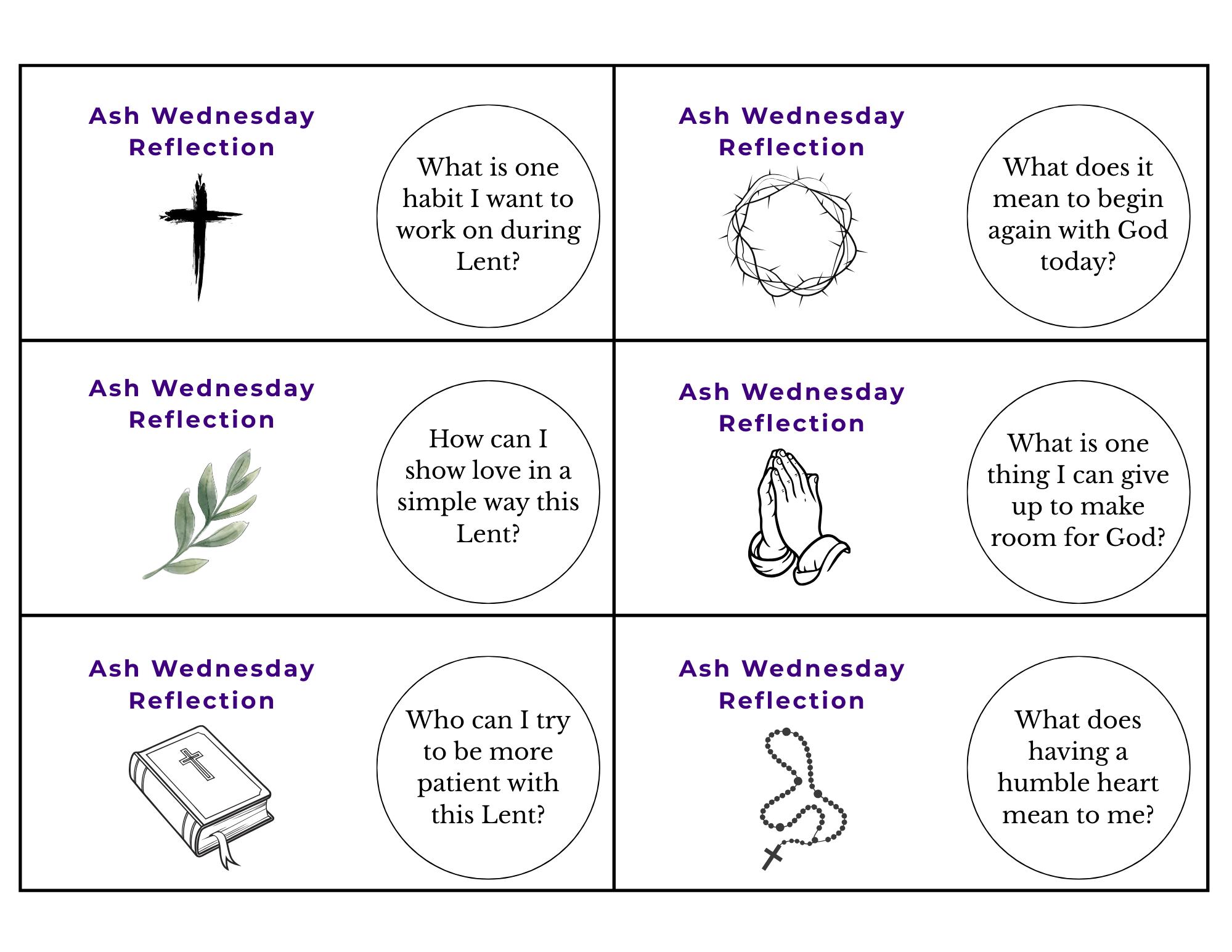 Ash Wednesday Reflection Cards, Classroom Lent Printable, Lent Crafts ...