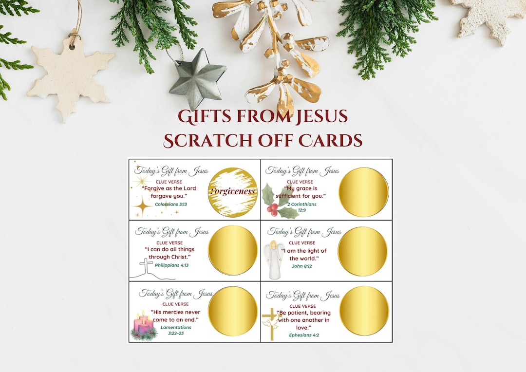 Scratch-off Gifts From Jesus Advent Game | Christian Family Christmas ...