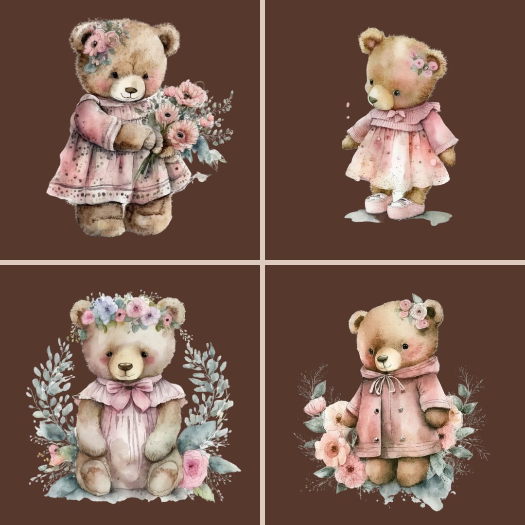 Fluffy Baby Girl Teddy Bear Clipart - 13 High Quality PNG, 300 DPI ...