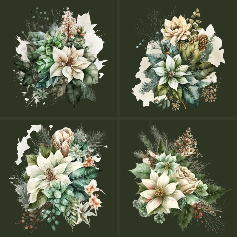 Winter Wedding, Winter Clipart, Watercolor Winter, Watercolor Flower ...