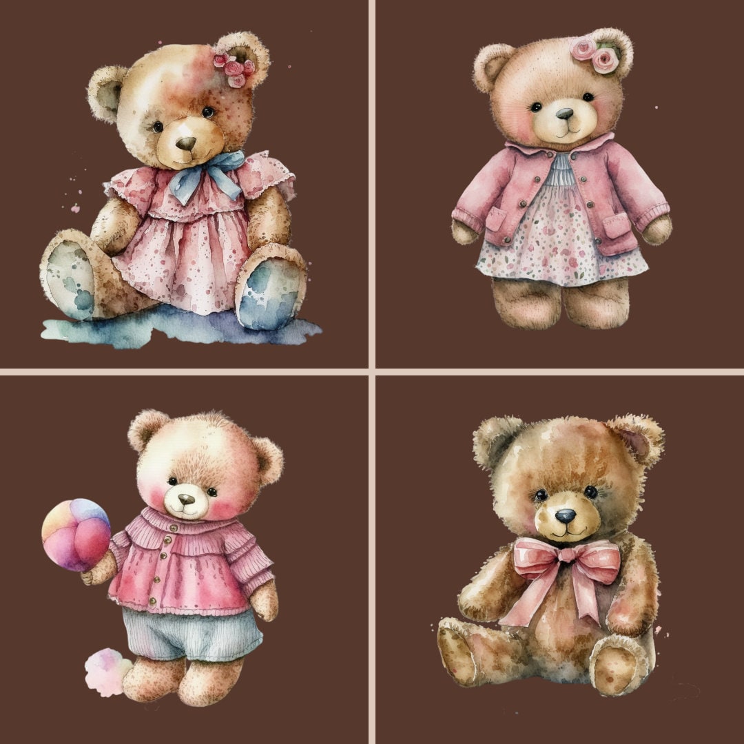Fluffy Baby Girl Teddy Bear Clipart - 13 High Quality PNG, 300 DPI ...