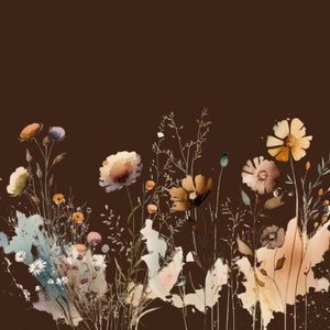 Watercolor Wild Meadow Flowers / Earth Toned Floral Wedding Invitation ...