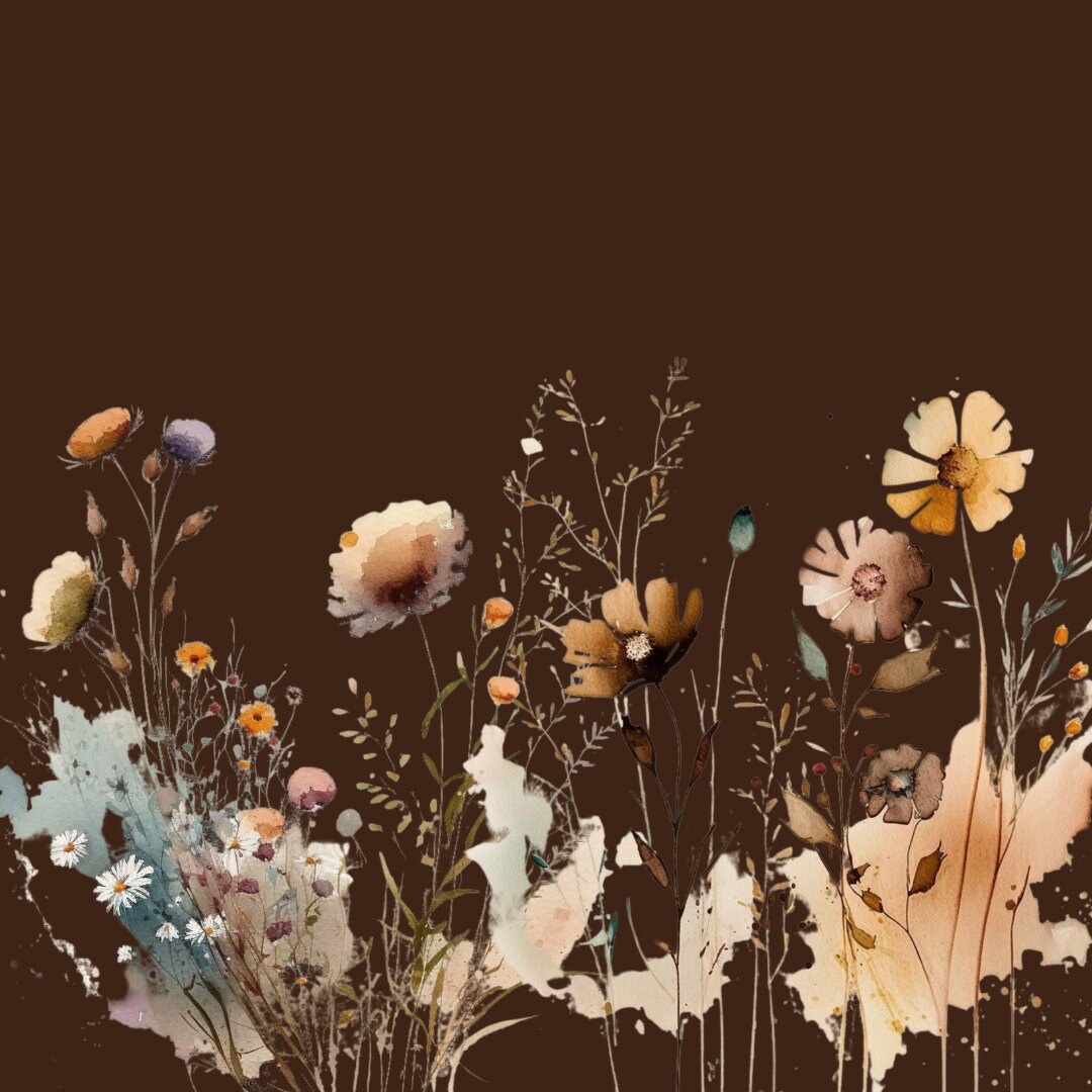 Watercolor Wild Meadow Flowers / Earth Toned Floral Wedding Invitation ...