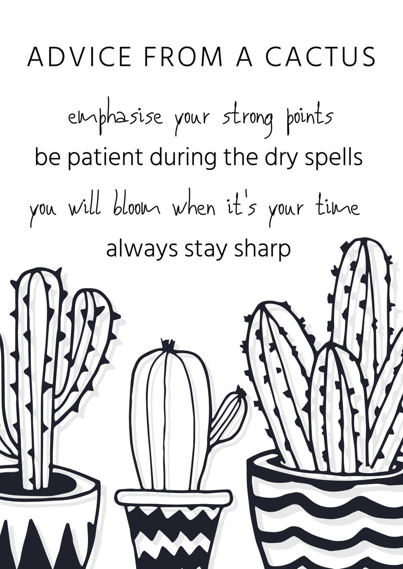 Advice from a cactus plant print cactus quote cactus home | Etsy