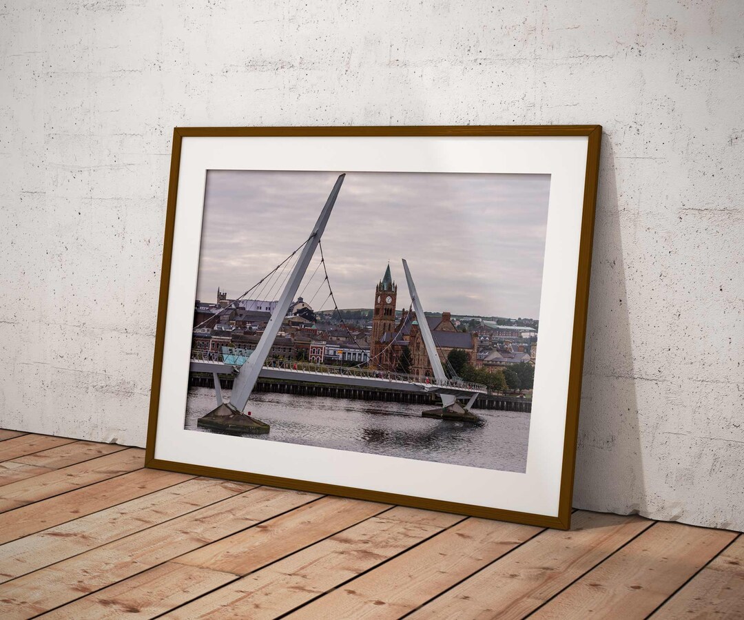 Peace Bridge Derry River Foyle and Guildhall Derry Photos Derry Prints ...