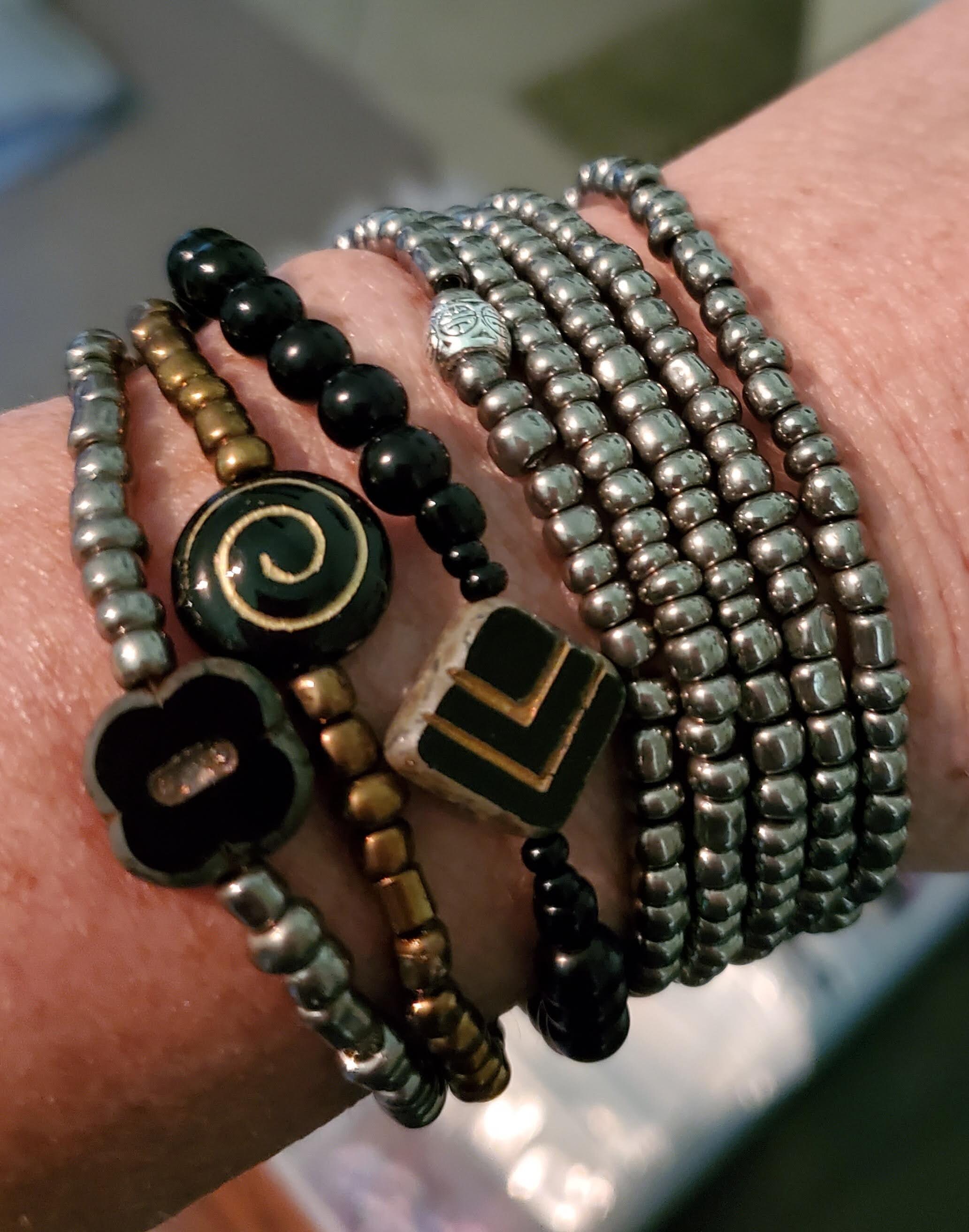 Geometric Funk: Set of 3 Beaded Bracelets, Geometric, Funky Jewelry ...