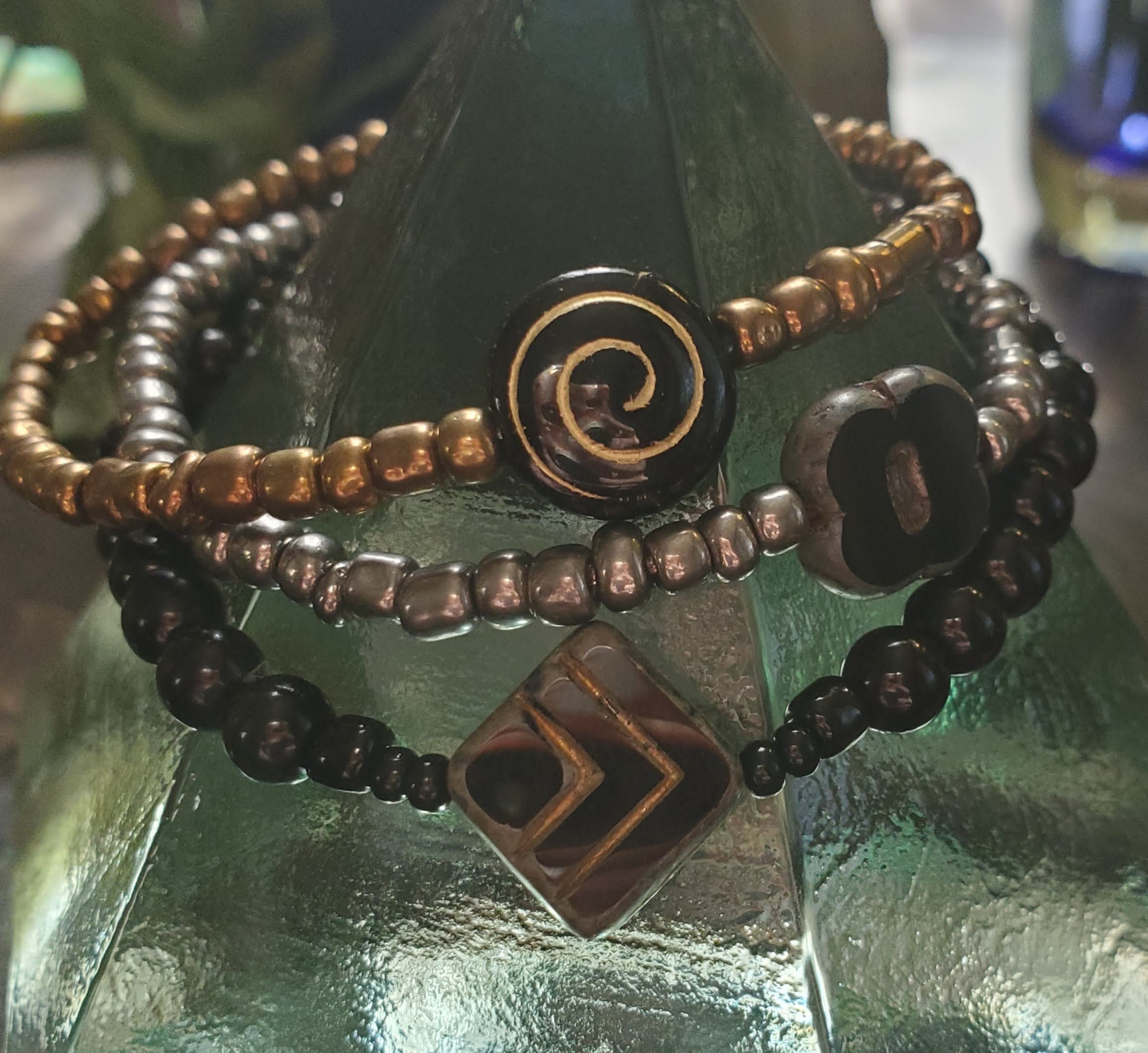 Geometric Funk: Set of 3 Beaded Bracelets, Geometric, Funky Jewelry ...