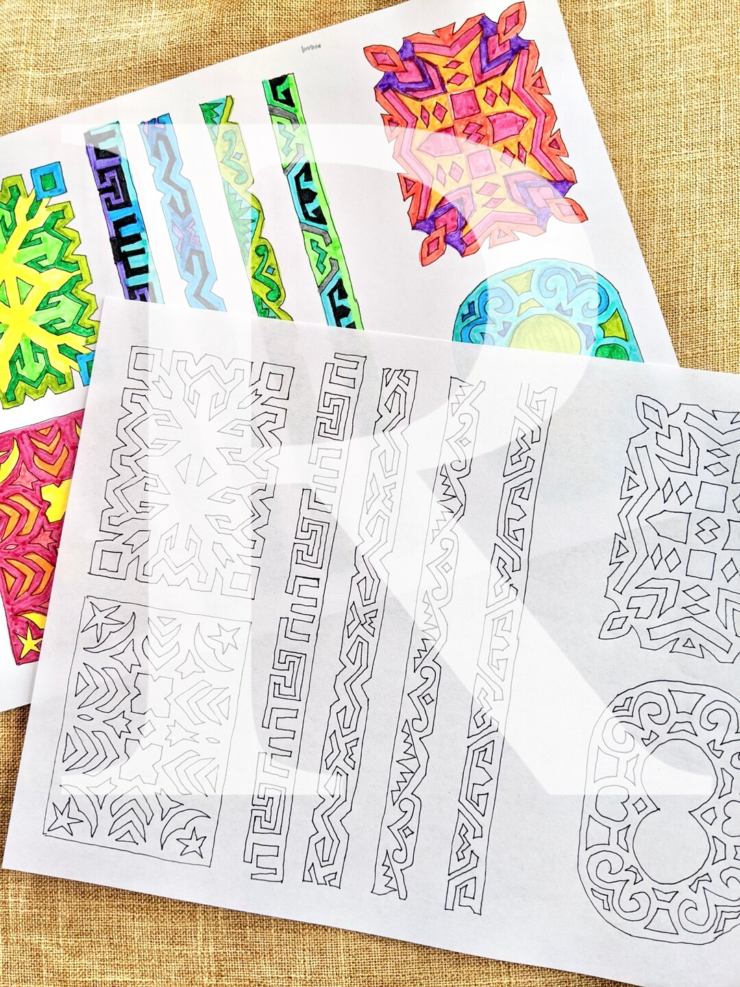 Papercut Washi Coloring Pages Digital Kit - Wildsunne - Etsy