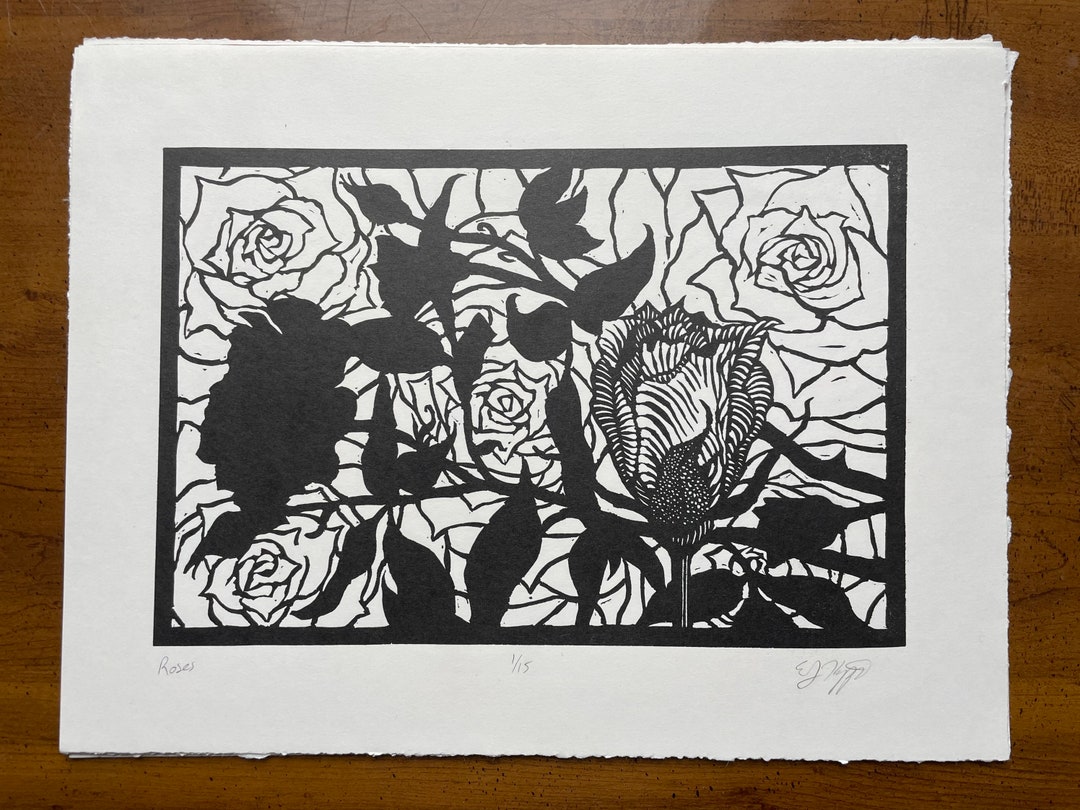 Roses. Linocut - Etsy