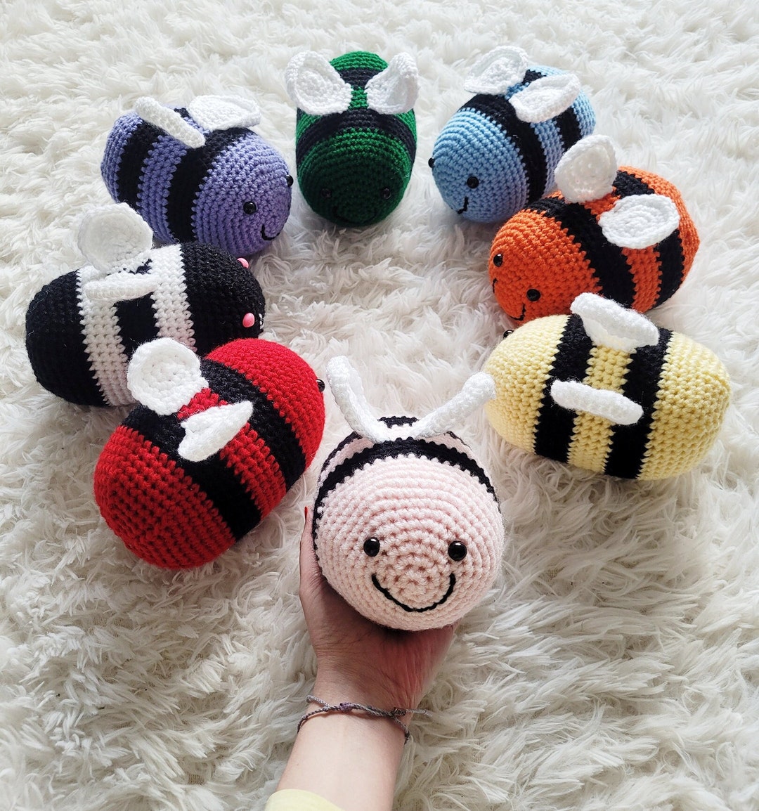 Bee Plushie | Crochet Stuffy | Bumblebee | Custom Color | Stuffed ...