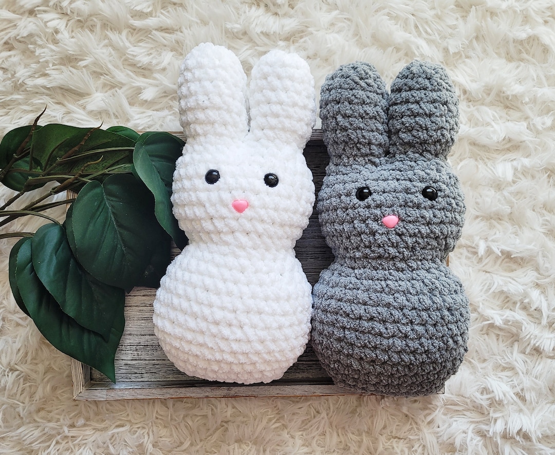 Bunny Peep Plushie | Crochet Stuffie | White Gray Easter Animal ...