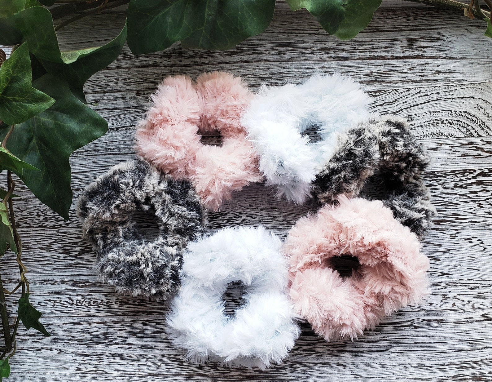 Faux Fur Scrunchies, Soft Hair Ties, Crochet Scrunchy, Luxury ...