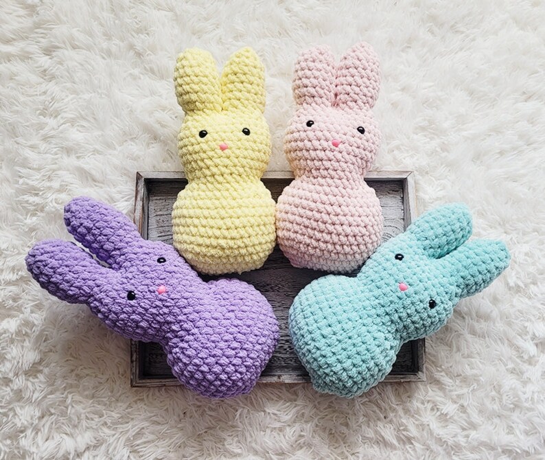 Bunny Peep Plushie Crochet Stuffie Custom Color Easter - Etsy