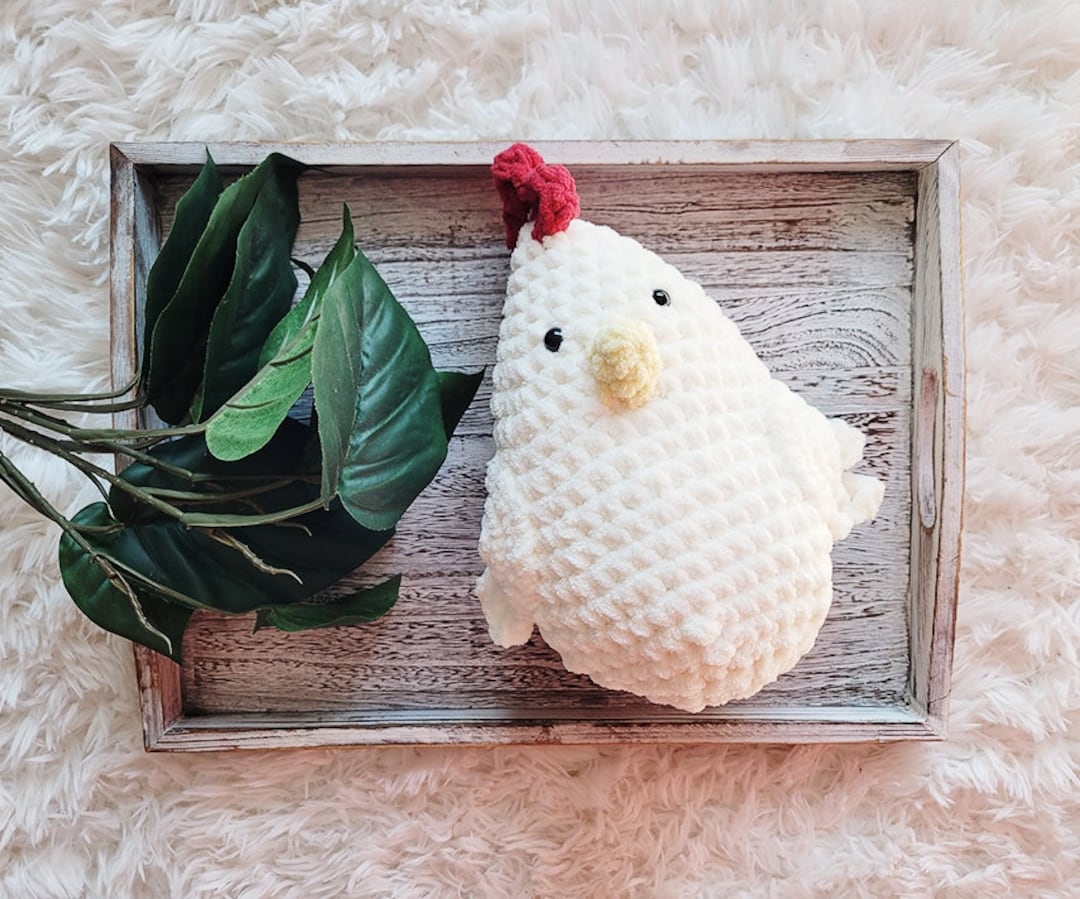 Chicken Plushie | Crochet Stuffy | White Farm Animal| Rooster | Stuffed ...