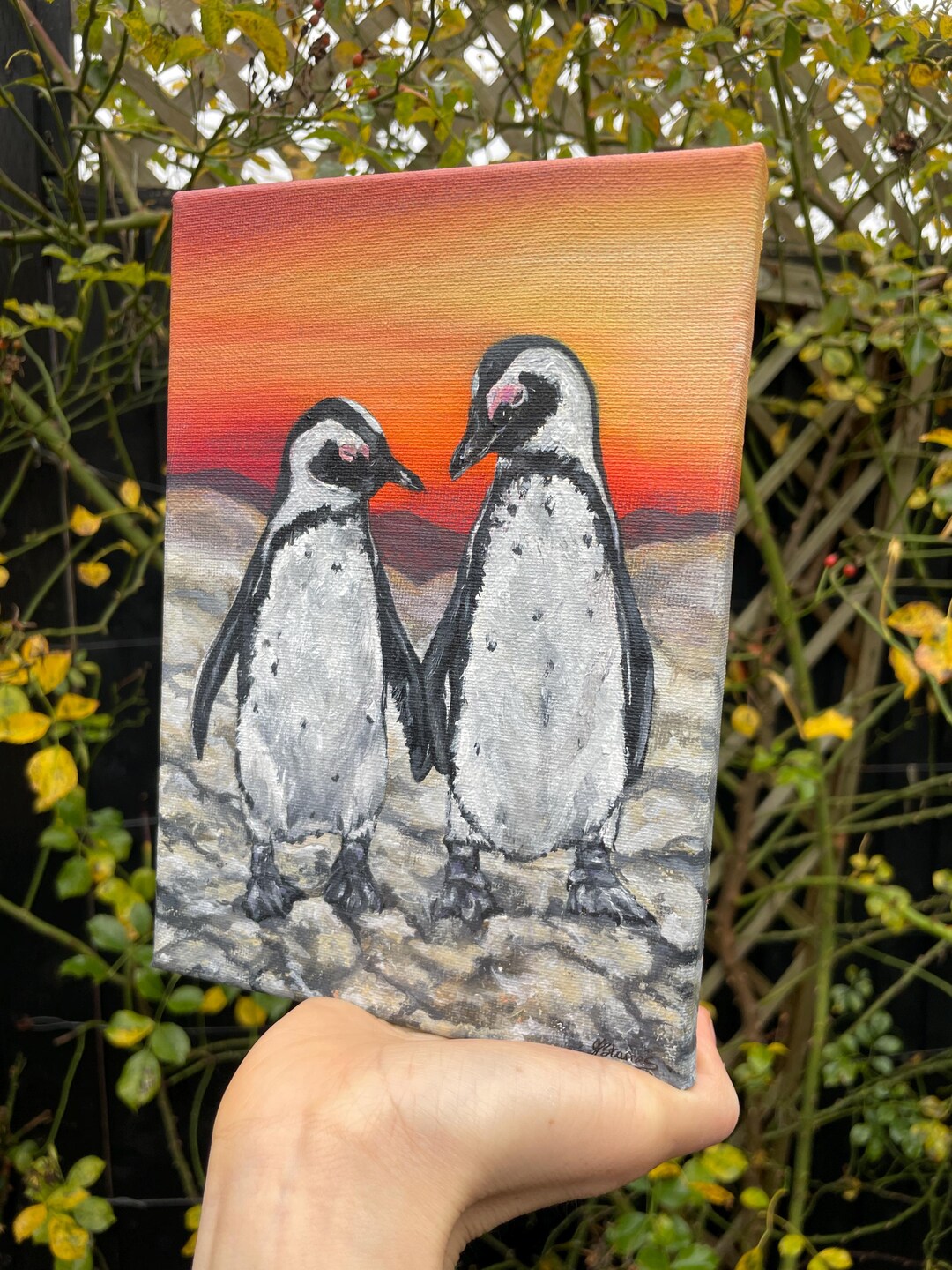 Penguins Acrylic Painting - Original Art, Animal Artwork, Perfect Gift ...