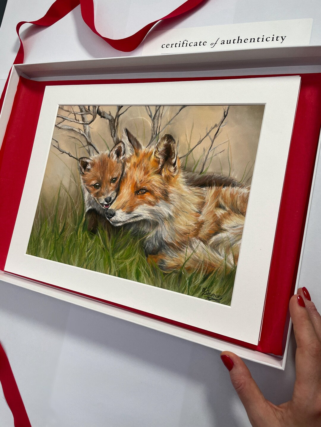 Red Foxes Pastel Drawing - Original Art, British Wildlife Animal ...