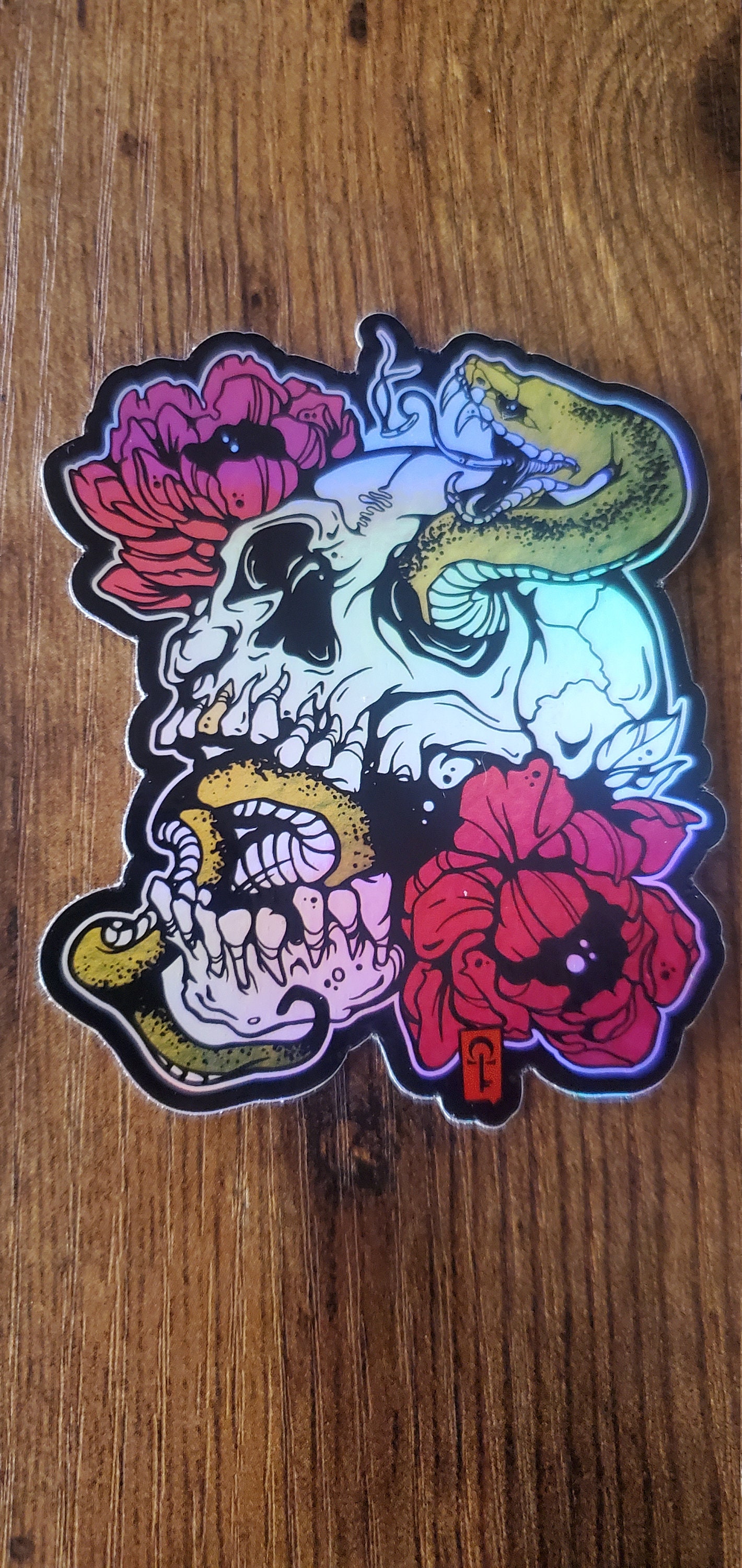 Skull and Snake Holographic Sticker | Etsy