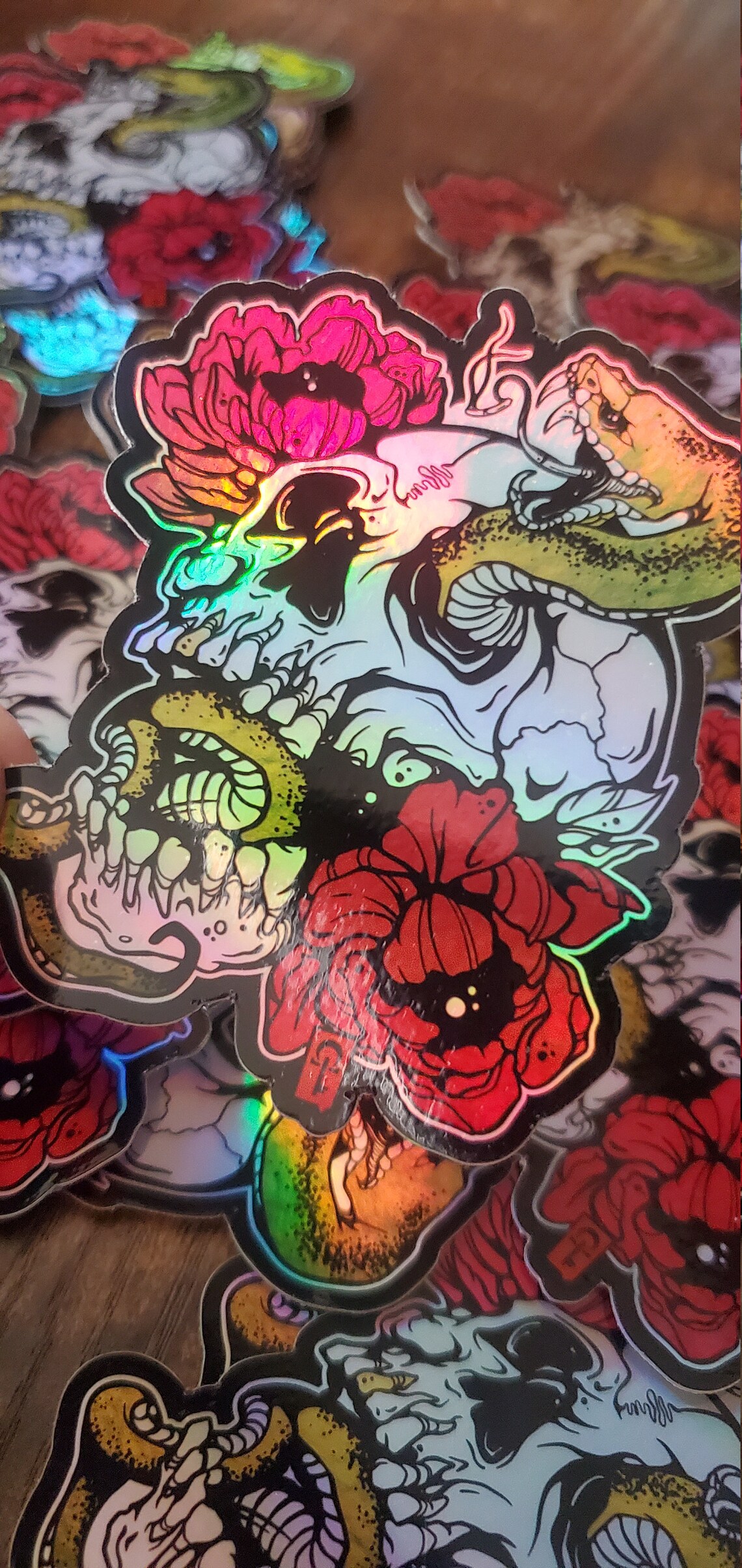 Skull and Snake Holographic Sticker | Etsy