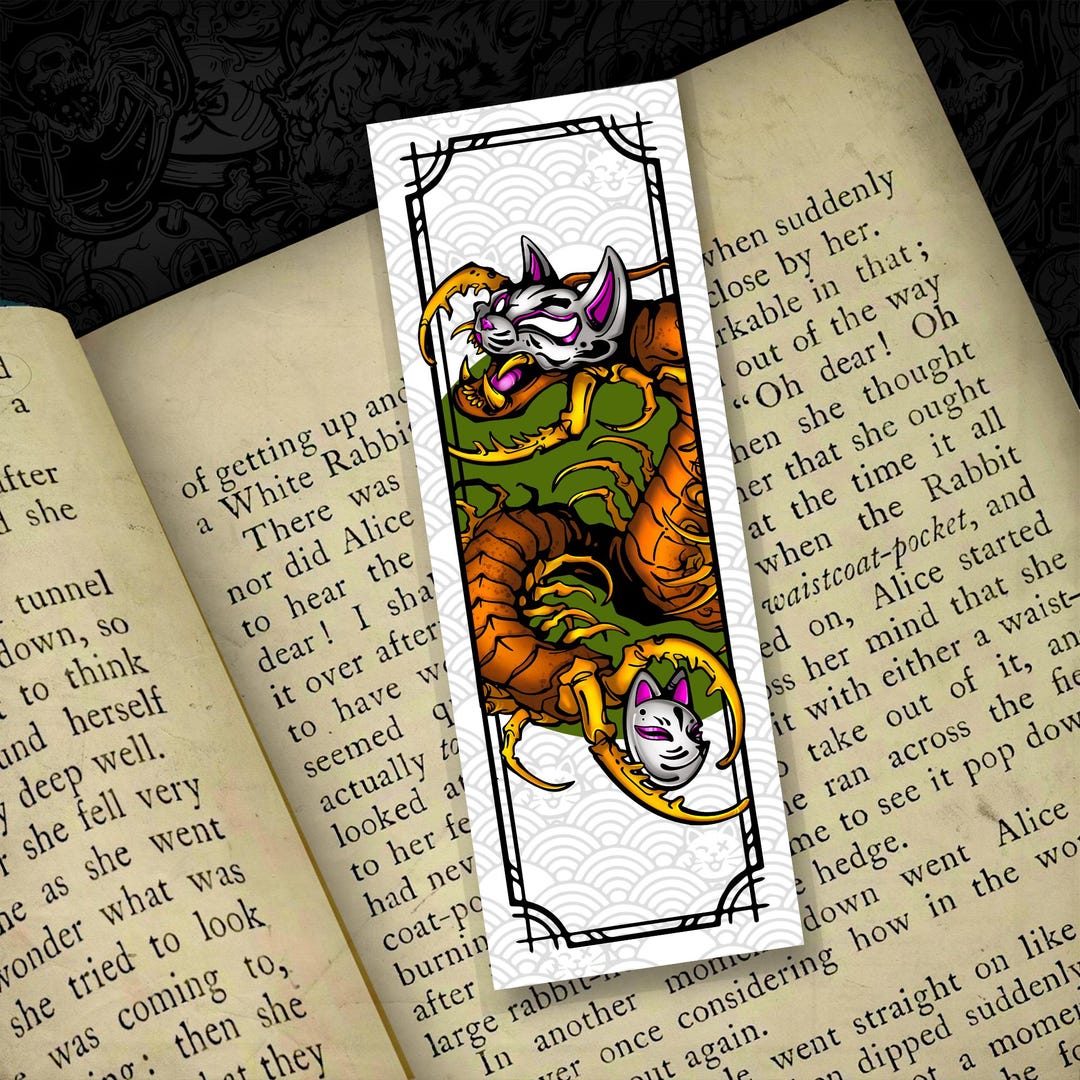 Centipede Kitsune - Full Color Bookmark - Etsy