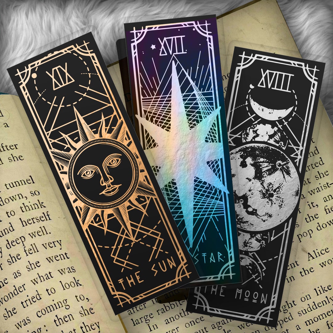 Tarot Cards - the Sun, Star and Moon Phases Foil Art Bookmark Gift Set ...