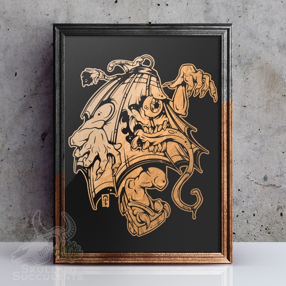 Kasa Obake Yokai Foil Art Print Etsy