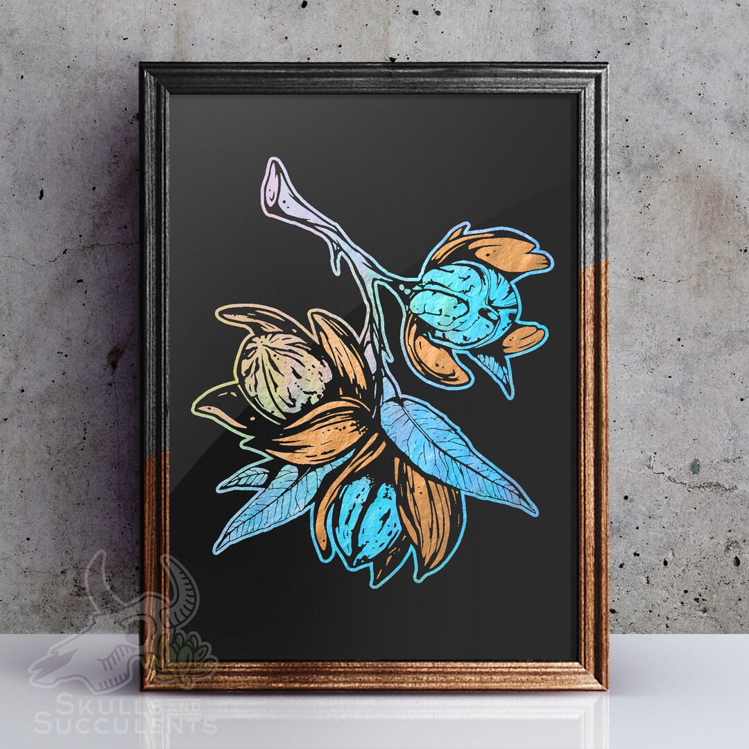 Pecan Tree Branch Multi Foil Art Print - Etsy