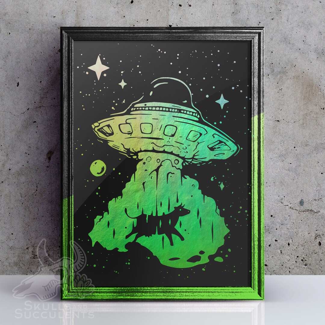 Alien UFO Foil Art Print - Etsy
