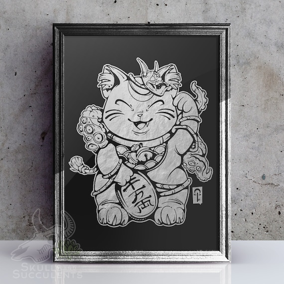 Black Lucky Cat Drawing