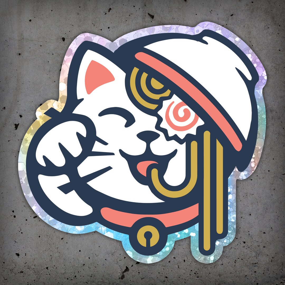 Lucky Noodle Ramen Logo Glitter Holographic Sticker - Weather-resistant ...