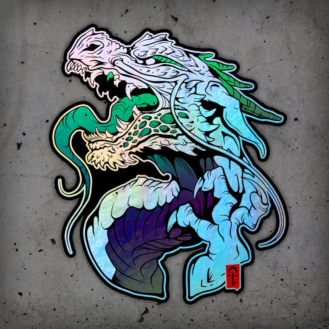 Fantasy Dragon Holographic Sticker - Weather-resistant Vinyl Decal - Etsy