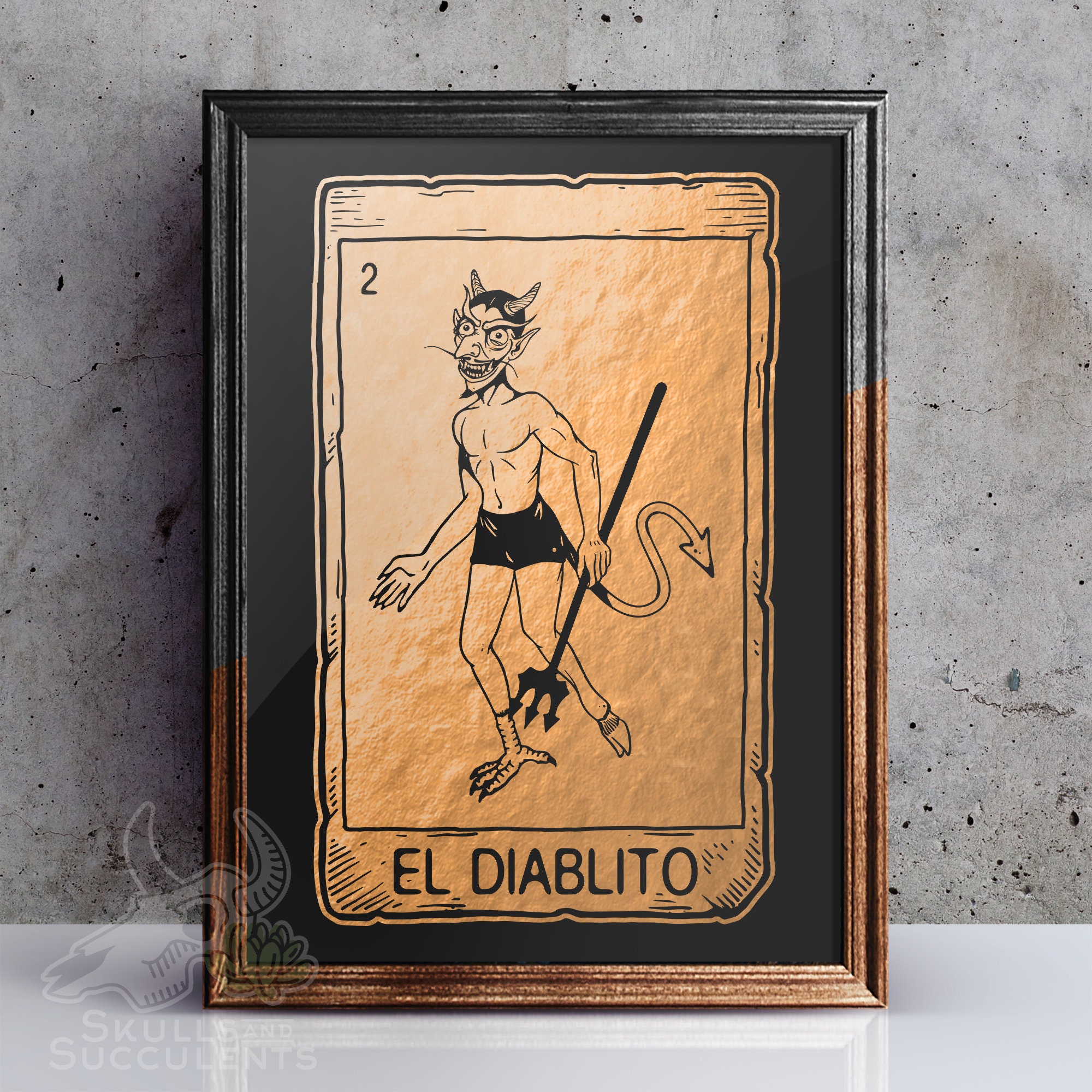 Loteria El Diablito Mexican Bingo Foil Art Print Home Decor - Etsy UK